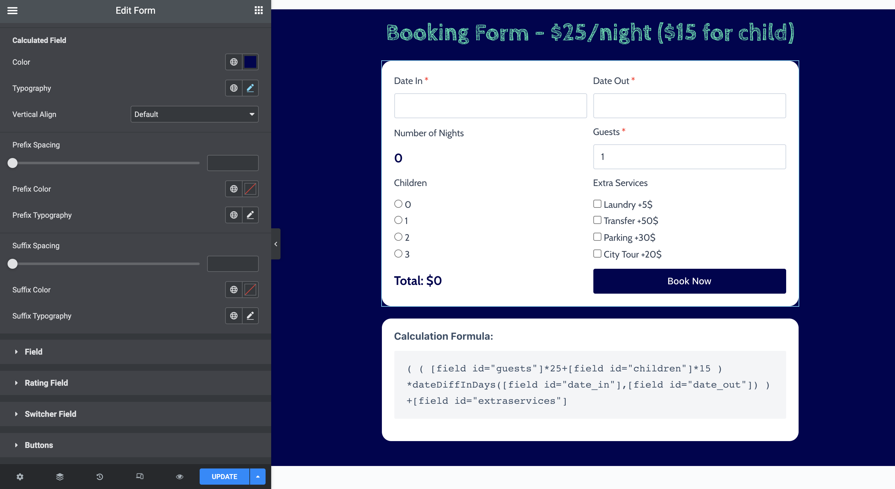 Calculated Field for Elementor Form by FlexyAddons | CodeCanyon